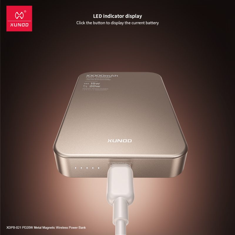 XUNDD XDPB-021 Metal 10000mah Magnetic Wireless Power Bank - Seasons 12