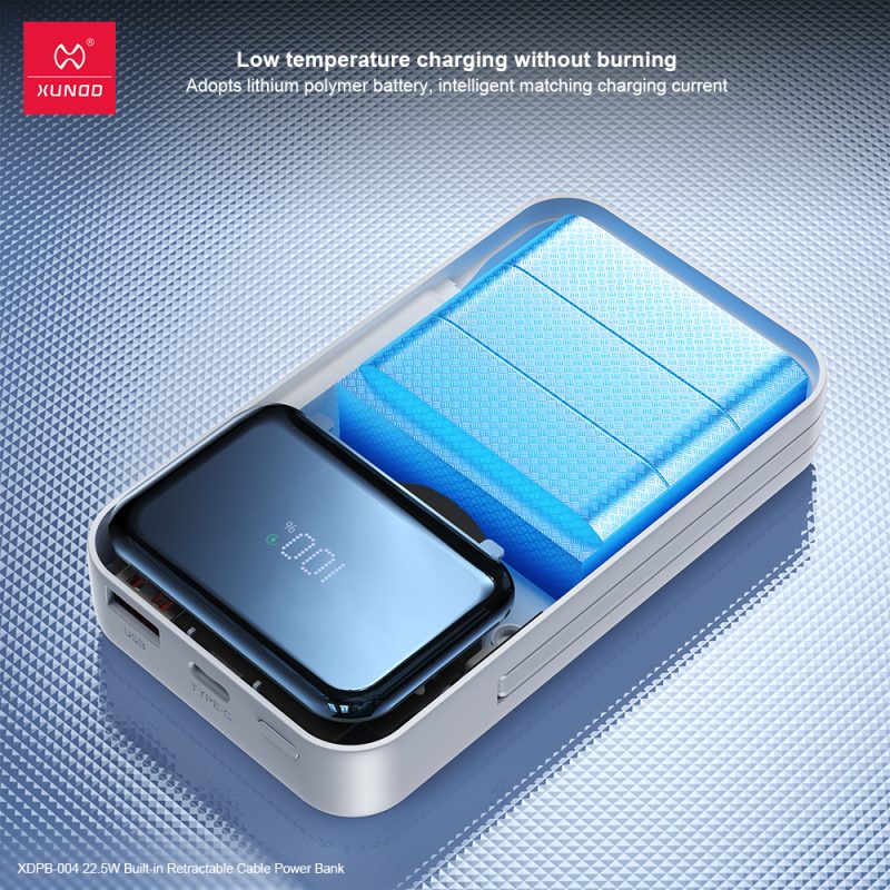 Xundd 22.5W 10000mah/20000mah Power Bank with Built-in Retractable ...