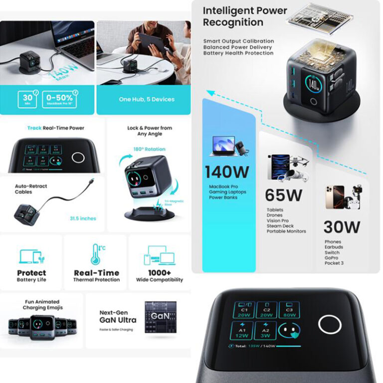 Joyroom Podix 140W 5-Port Desktop Gan Charger - Seasons 12